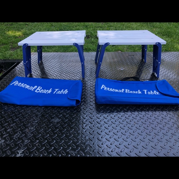 Other | White And Blue Personal Beach Table | Poshmark